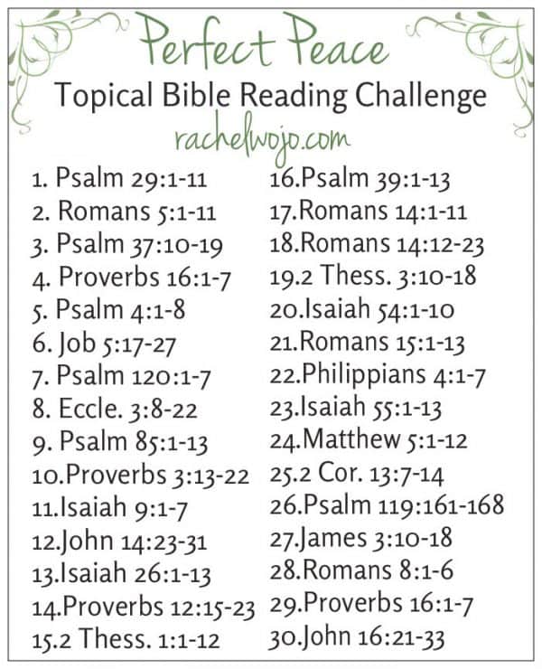 Perfect Peace June Topical Bible Reading Challenge - Rachel Wojo