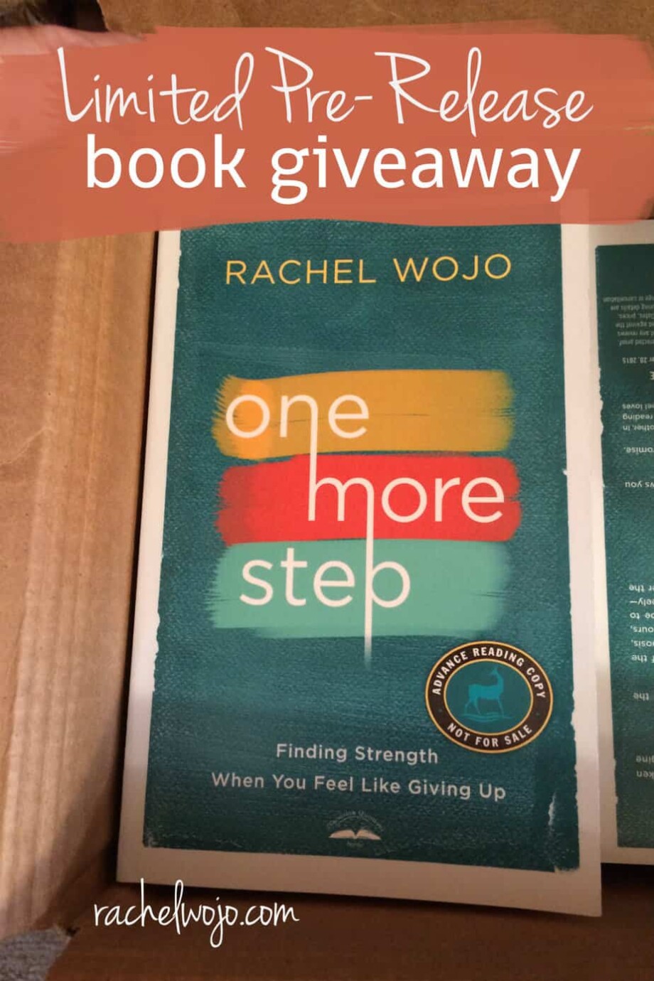One More Step Book Pre-release GIVEAWAY! - Rachel Wojo