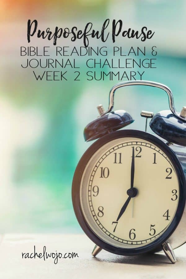 Purposeful Pause Bible Reading Challenge Week 2 Summary - Rachel Wojo